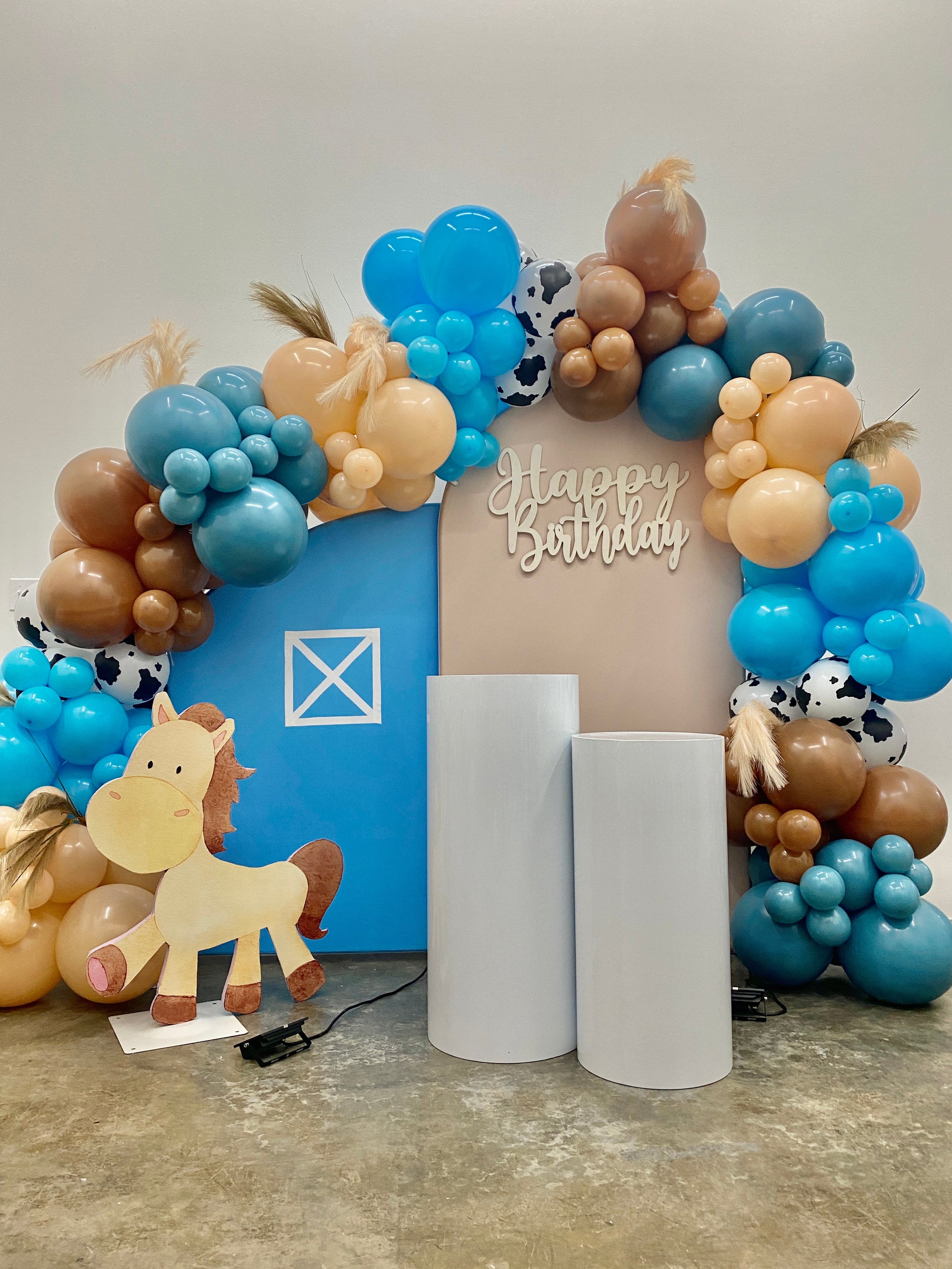 Yeehaw DIY Balloon Arch Garland Kit | Muted Blue Brown Cow Print Beige ...