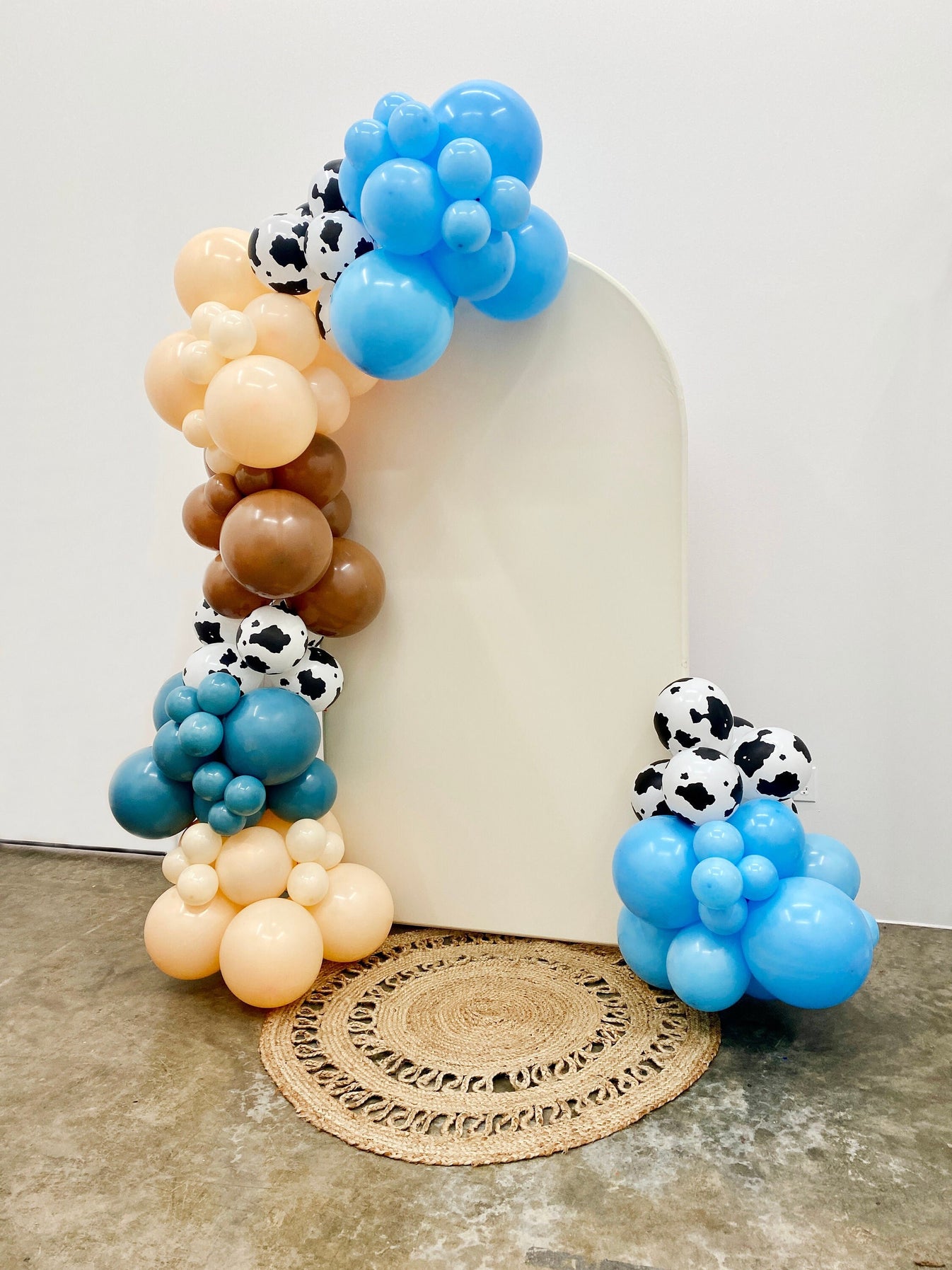 Yeehaw DIY Balloon Arch Garland Kit | Muted Blue Brown Cow Print Beige ...